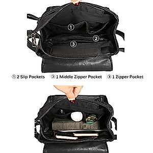 Backpack Purse For Women, JOSEKO PU Leather Anti-Theft Shoulder Bags Fashion Casual Travel Bags (9.4"x5.1"x11.4"(LxWxH),Black )