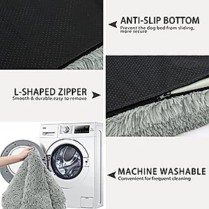 MIHIKK Orthopedic Dog Bed Luxurious Plush Washable Dog Beds with Removable Waterproof Cover Anti-Slip Egg Foam Pet Sleeping Mattress for Large, Jumbo, Medium Small Dogs, 24 x 16 Inch, Gray