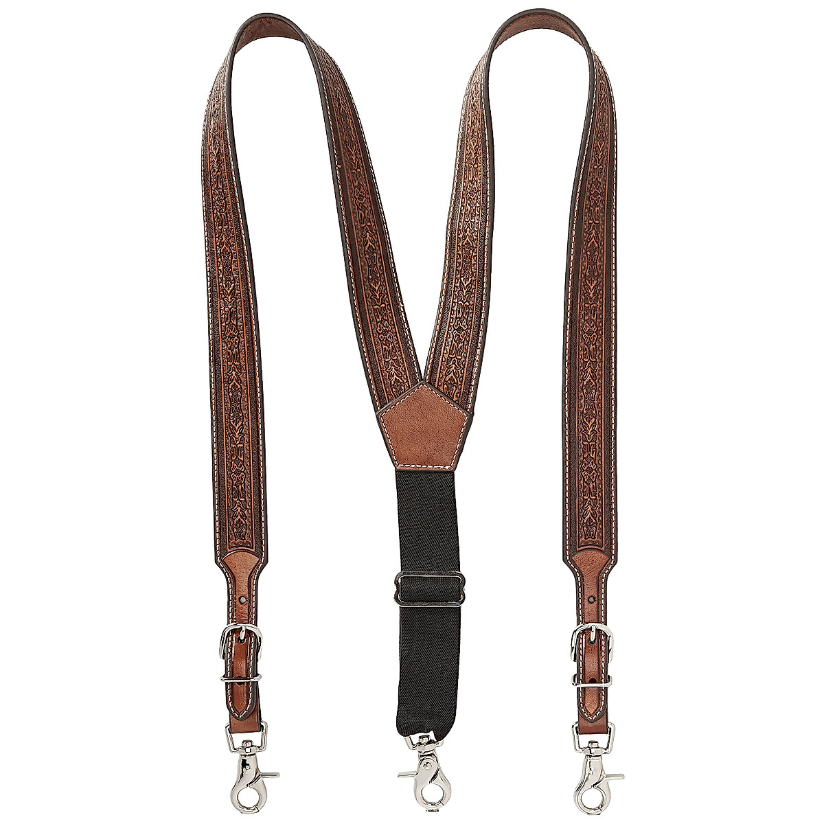 Nocona Belt Co. Men's Detail Tool Leather Suspender, tan, Large