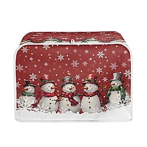 Baxinh Christmas Snowman Printed Bread Machine Cover, 4 Slice Toaster Cover Kitchen Appliance Cover, Anti-Dust Toaster Cover Bakeware Protector, Washable Appliance Cover for Kitchen Accessories