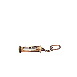 WOANIN Sand Timer Clock Key Ring - Nautical Maritime, Sand Timer Antique Brass Keychain Gift for Women Men