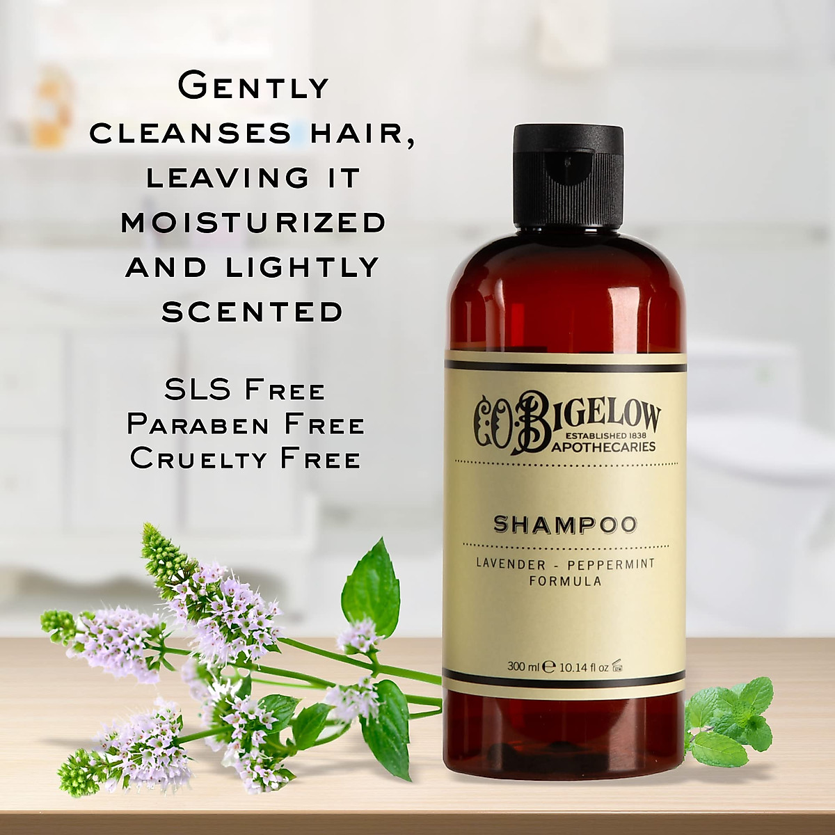 C.O. Bigelow Shampoo, Lavender Peppermint Shampoo Cleanses & Soothes Hair & Scalp, Luxury Shampoos for Men & Women, 10.4 Fl Oz.