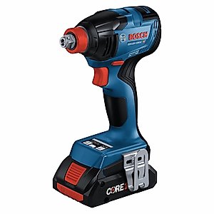 BOSCH GDX18V-1860CB25 18V Connected-Ready Two-In-One 1/4 In. and 1/2 In. Bit/Socket Impact Driver/Wrench Kit with (2) CORE18V® 4 Ah Advanced Power Batteries and (1) Connectivity Module