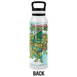 Teenage Mutant Ninja Turtles TMNT OFFICIAL TMNT Turtle Group 24 oz Insulated Canteen Water Bottle, Leak Resistant, Vacuum Insulated Stainless Steel with Loop Cap