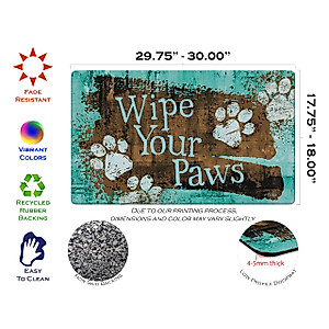 Toland Home Garden 800455 Turquoise Paws Funny Door Mat 18x30 Inch Dog Outdoor Doormat for Entryway Indoor Entrance