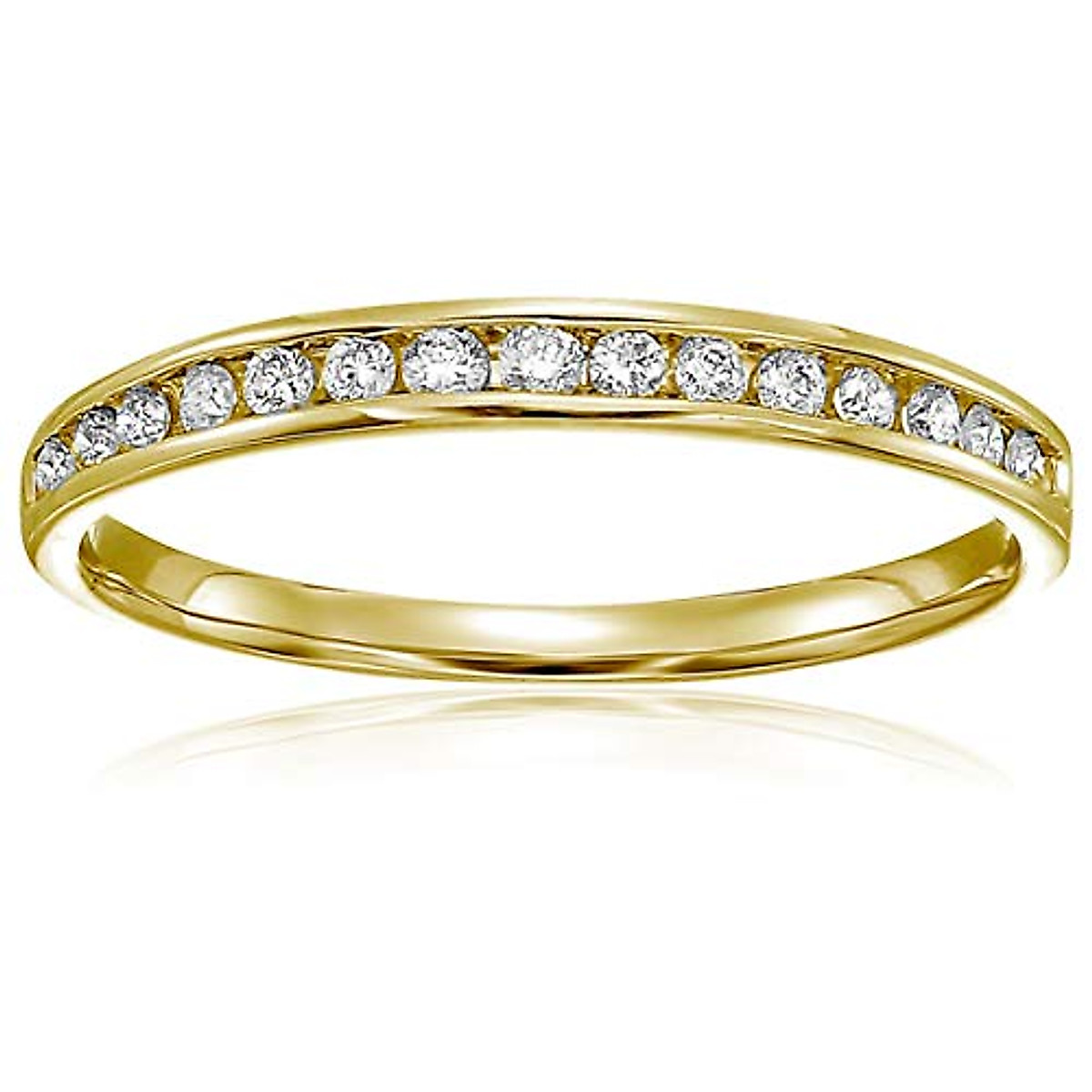 VIR JEWELS 1/5 cttw Diamond Wedding Band for Women, Classic Diamond Wedding Band in 10K Yellow Gold Channel Set, Size 6