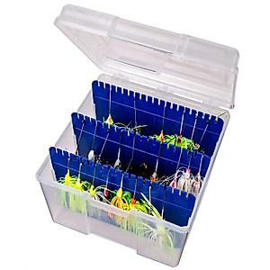 Flambeau Outdoors 550 Large Big Mouth Spinnerbait Box, Fishing Bait and Lure Organizer with anti-corrosion Zerust dividers, Clear