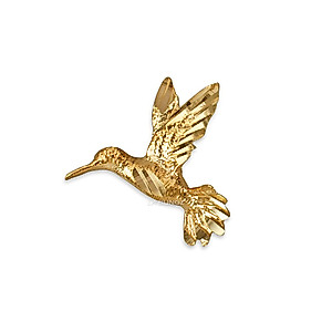 LA BLINGZ 10K Yellow Gold Flying Hummingbird DC Charm Pendant