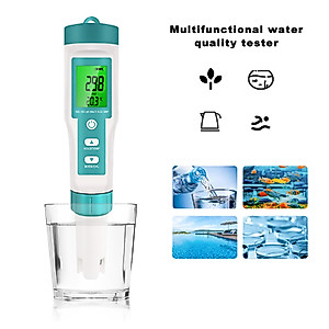 Digital Water Quality Meter, PH TDS Temperature EC Salinity SG ORP Water Quality Test Pen Backlit Display for Aquaculture