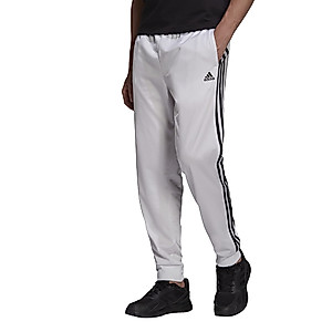 adidas Men's Essentials Warm-Up Slim Tapered 3-Stripes Tracksuit Bottoms, White/Black, 3X-Large