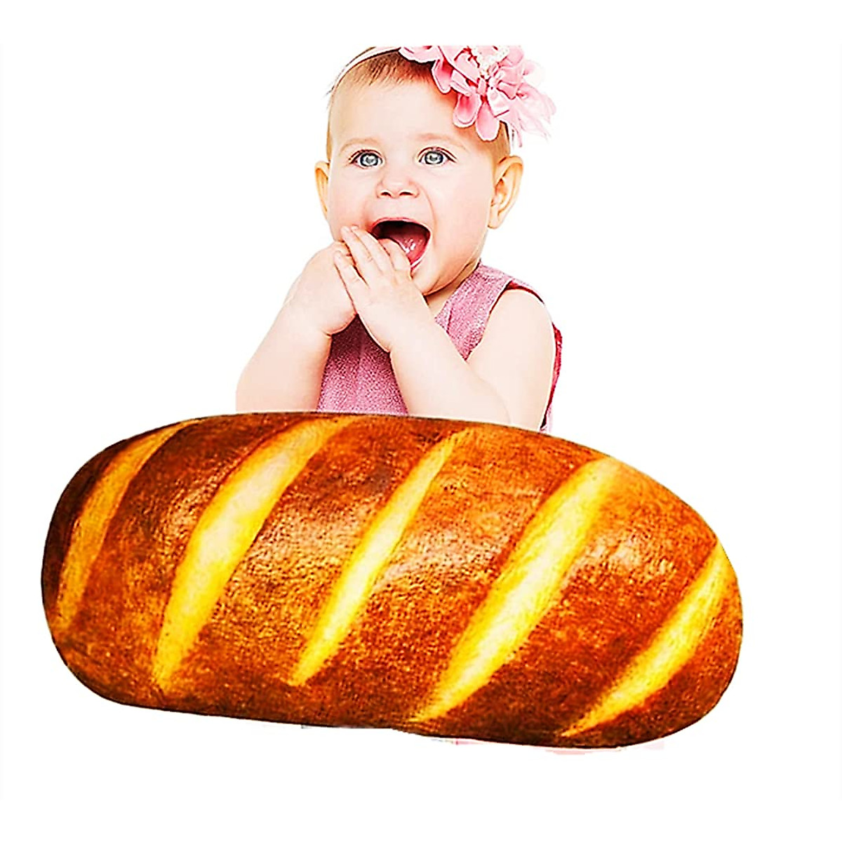 Gecter 3D Simulation Bread Shape Pillow Soft Lumbar Baguette Back Cushion Funny Food Plush Stuffed Toy for Animal Cat Dog Lovers Home Decor (Bread 60)