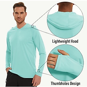 MAGCOMSEN Long Sleeve T Shirt Men UPF 50+ Quick Dry Fishing Shirts Workout Running Shirts Active Hiking Shirts Athletic T-Shirt Lake Blue