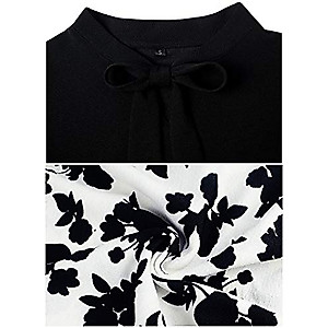 RANPHEE Cocktail Dresses for Women 2024 Black and White Church Interview Career Office Business Professional Work Dresses That Hide Belly Fat S