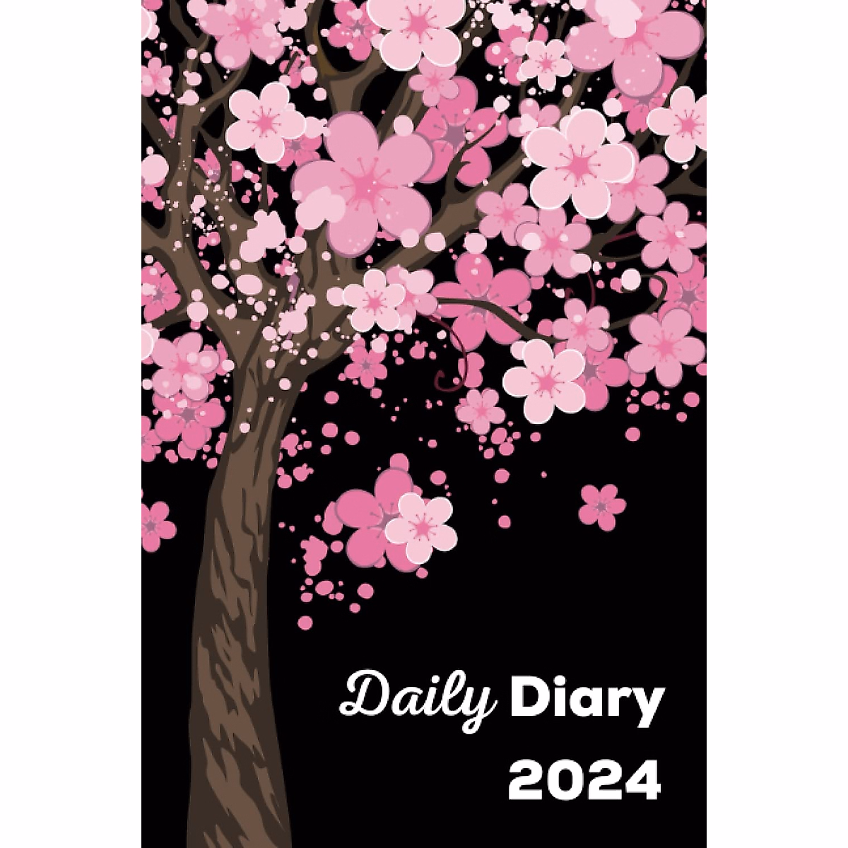 Daily Diary 2024: 2024 Daily Diary One Page Per Day. One Year 366 Days Fully Lined and Dated Journal with Beautiful Cherry Tree Cover.