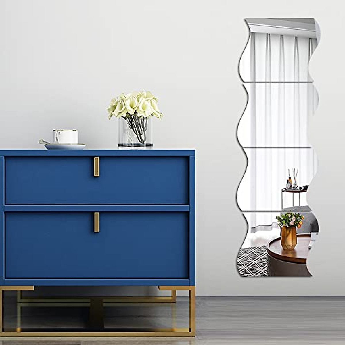 Full body Wall Mirrors, 4pcs 12x12 Removable Acrylic Plexiglass Wall-Mounted Frameless Mirror Wardrobe Full BodyLarge Long Mirror Home Workout Gym Mirror for Walls Dorm Floor Tile Self Adhesive