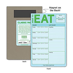 Knock Knock What To Eat Pad (Turquoise / Pastel), Magnetic Meal Planning Note Pad with Magnet, 6 x 9-inches