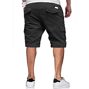 PIDOGYM Men's Casual Cargo Shorts, Waterproof Hiking Shorts Loose Fit Cargo Short with 6 Pockets Black