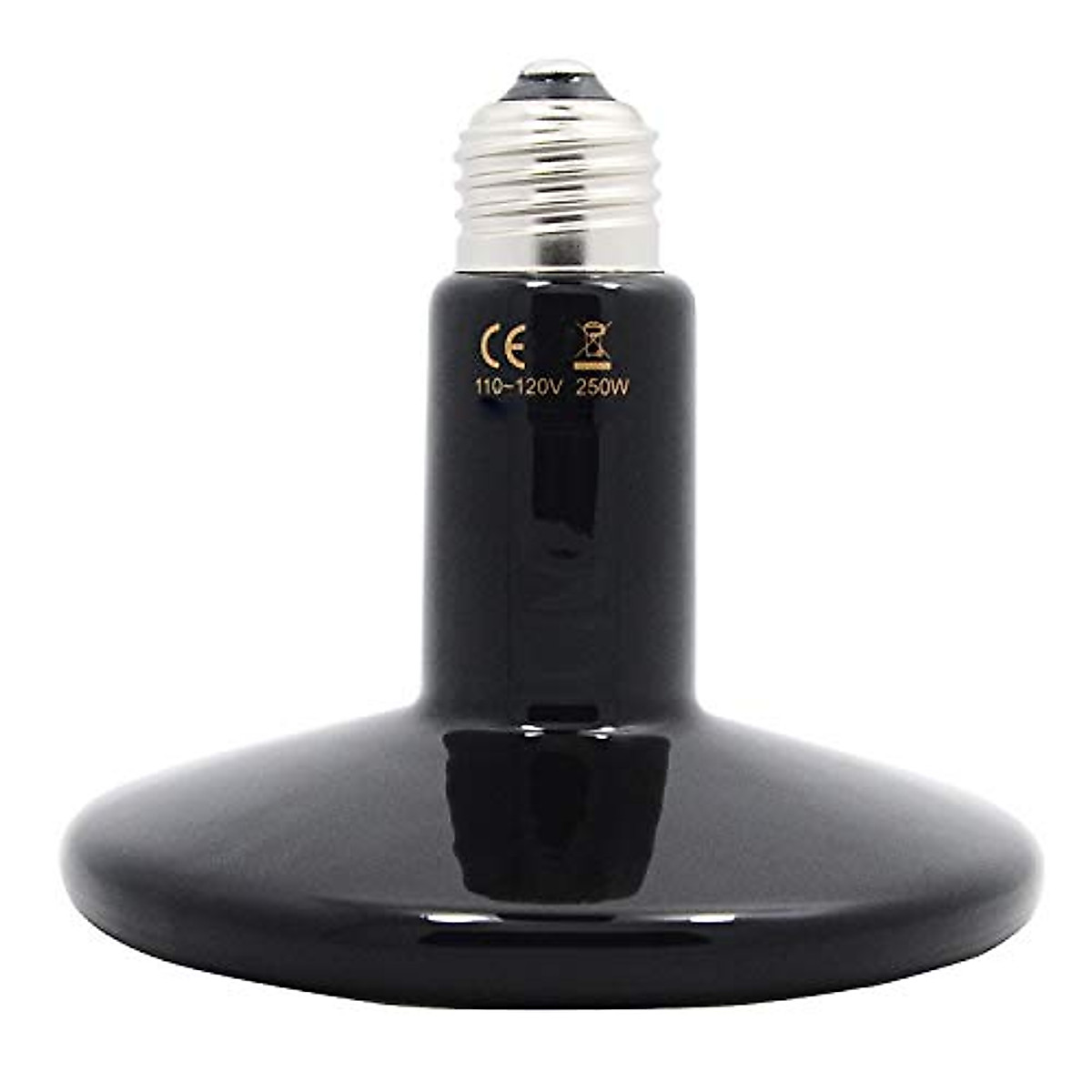 2RZ 250 Watt Reptile Heat Lamp Bulb, No Light Infrared Ceramic Heat Emitter for Pets Terrarium Brooder Coop, Lizard, Aquarium, Lambs, Snake, Amphibian, Black