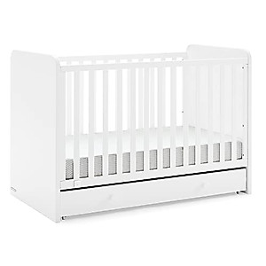 GAP babyGap Graham 4-in-1 Convertible Crib with Storage Drawer - Greenguard Gold Certified, Bianca White