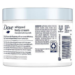 Dove Whipped Macadamia and Rice Milk Body Cream 10 oz