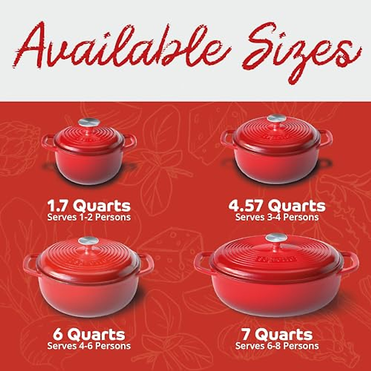 Segretto Cookware Enameled Oval Cast Iron Dutch Oven with Handle 7 Quart Rosso (Red) Oven Safe Dutch Oven Pot With Lid Cast Iron Enamel Dutch Oven Cast Iron Pot Set Cookware for Bread Baking, Basting