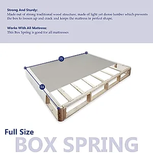 Spinal Solution Wood Traditional Box Spring/Foundation for Mattress, Full, 3