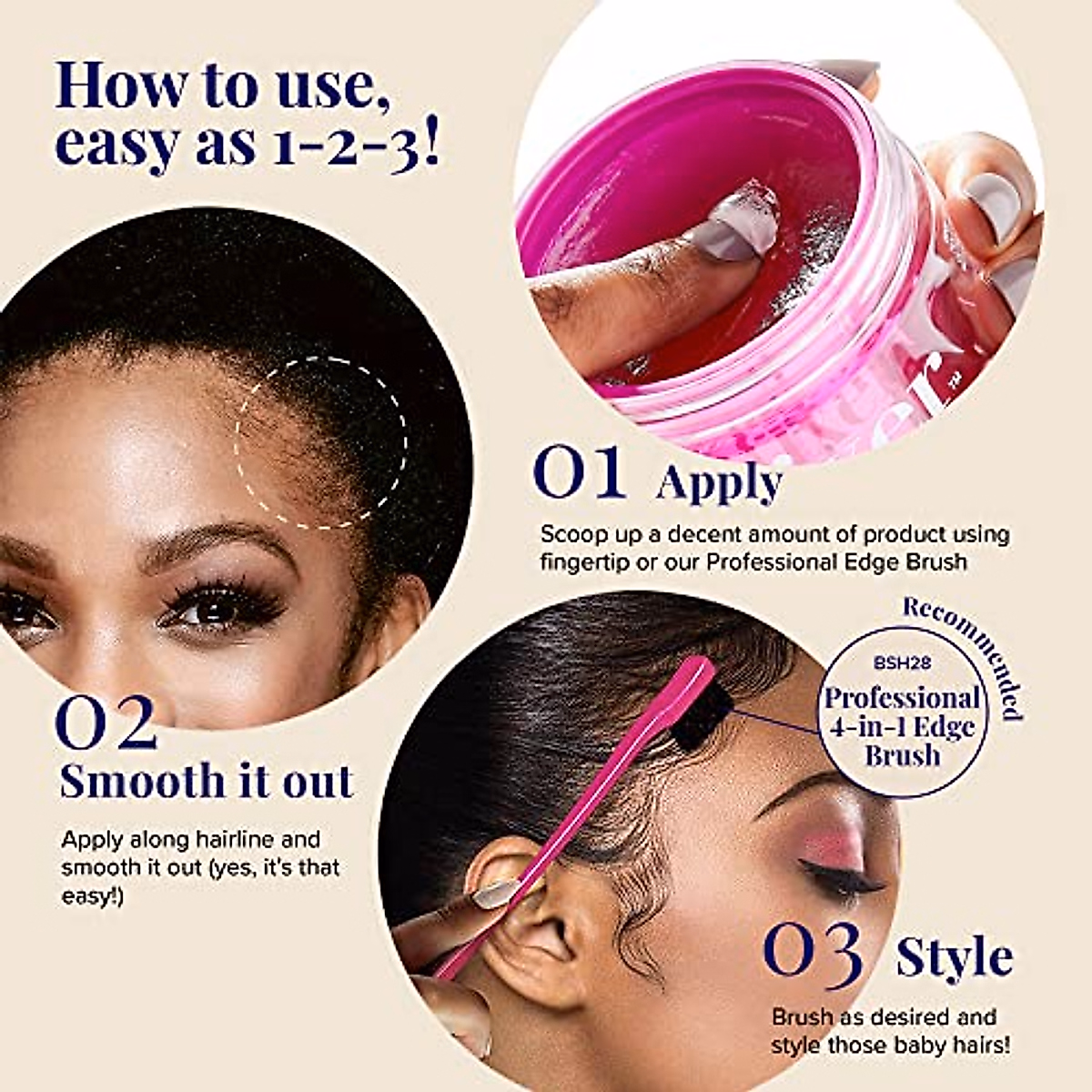 Red by Kiss Edge Fixer 24 Hour Maximum Hold Edge Wax No Flaking Biotin B7 Infused Hair Gel 3.38 fl.oz (Very Cherry)