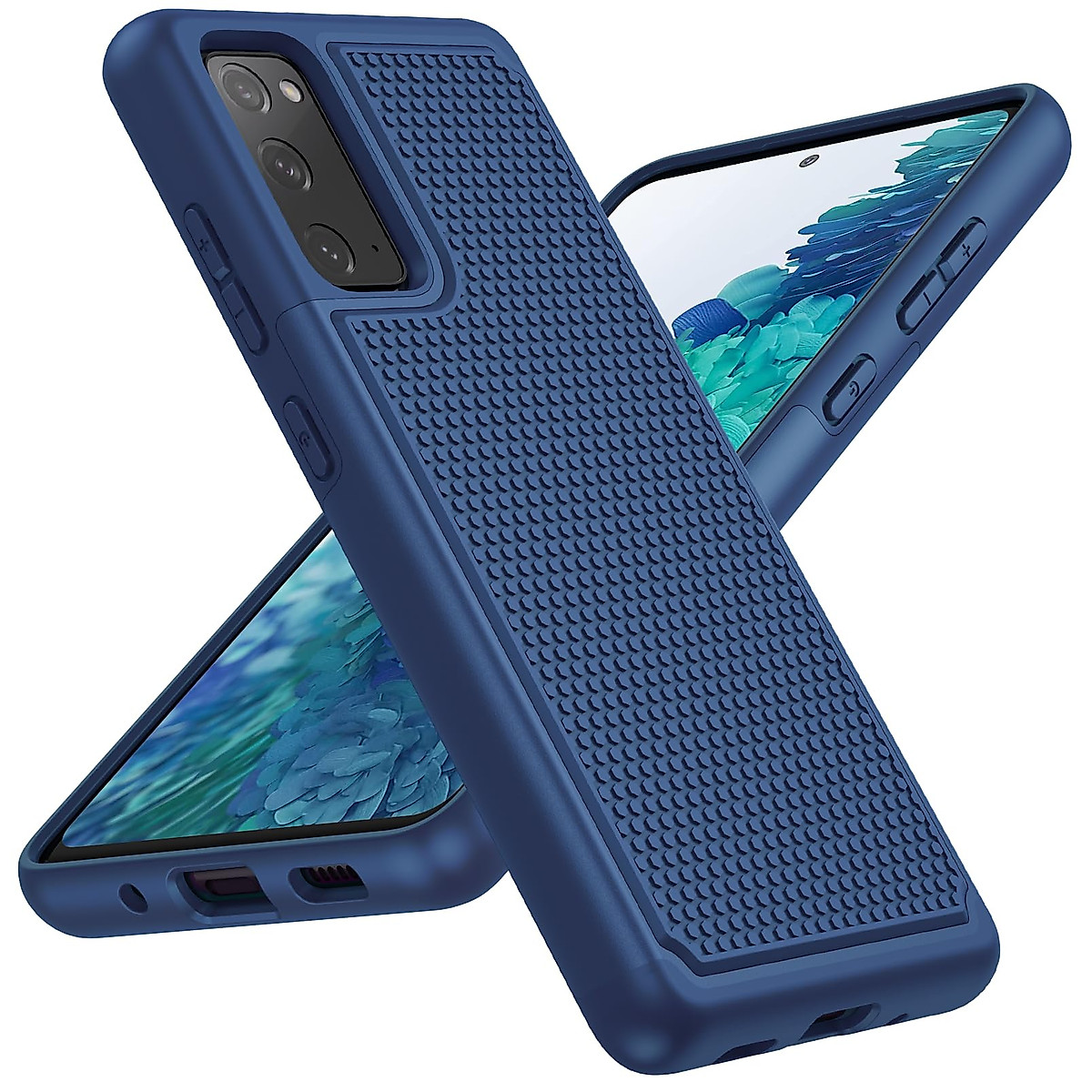 UNPEY Case for Samsung Galaxy S20-FE: Dual Layer Shockproof 5G Phone Protection | Matte Anti-Slip Textured | Military Rugged Protective Cover - Navy Blue