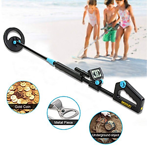 allsun Waterproof Handheld Kids Metal Detector Junior, 6 Inch Search Coil Adjustable 32''-40'' Small Beginner Gold Finder Hunter Treasure, Underwater Beach Yard Ground LCD Exploration Hiking