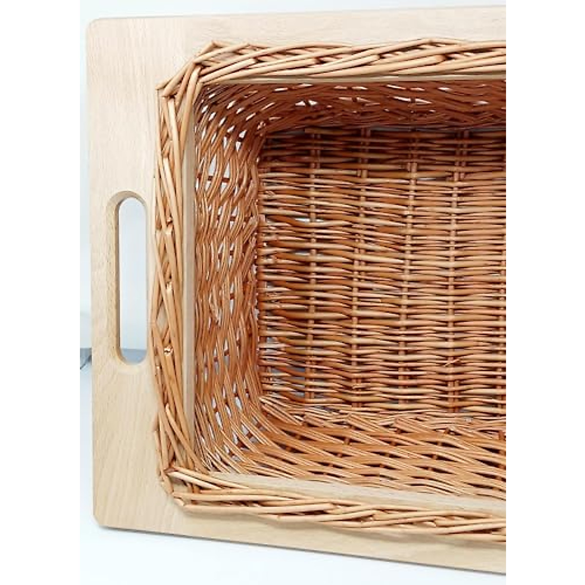 Pull-Out Wicker Basket with Frame Handles for Framed or Frameless 15" or 18" Cabinets w/Beech Frame and Runners (1, Width (11 5/16") for 15" Cabinets) Made in Poland
