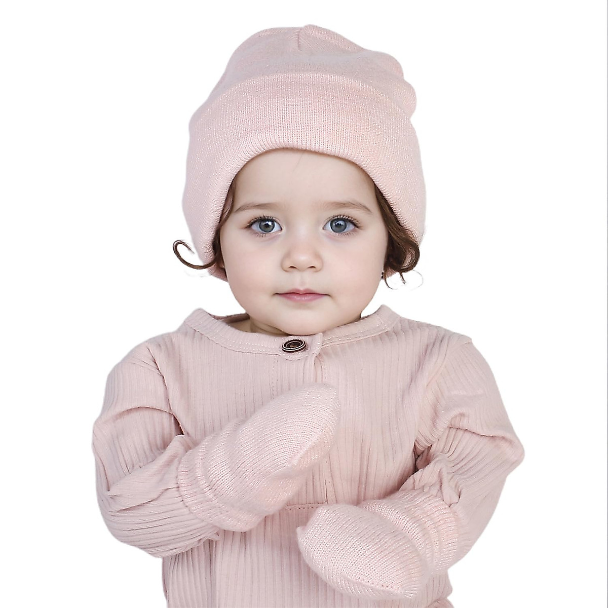 Baby Beanie Hat Gloves Set, Kids Winter Warm Knit Hat with glvoes,Toddler Soft Beanie for Little Boys Little Girls Children