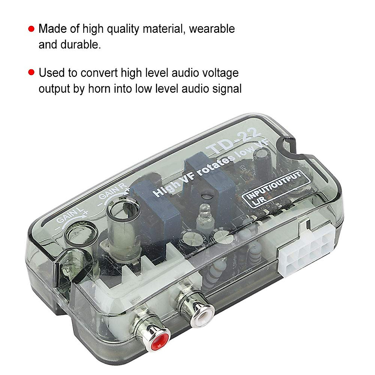 Acouto Car Audio Converter Stereo High to Low Frequency Speaker Level Converter Auto Amp Subwoofer Amplifier CD Player High to Low Adapter with Control Wire