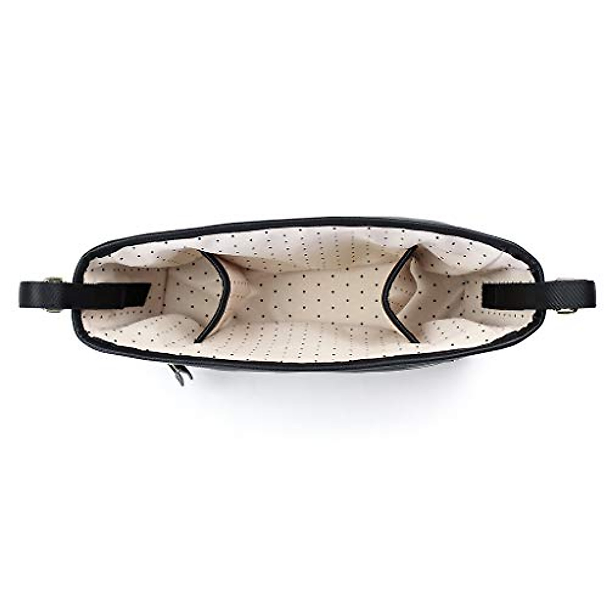 Itzy Ritzy Adjustable Stroller Caddy - Stroller Organizer Featuring Two Built-In Pockets, Front Zippered Pocket & Adjustable Straps To Fit Nearly Any Stroller, Black with Gold Hardware