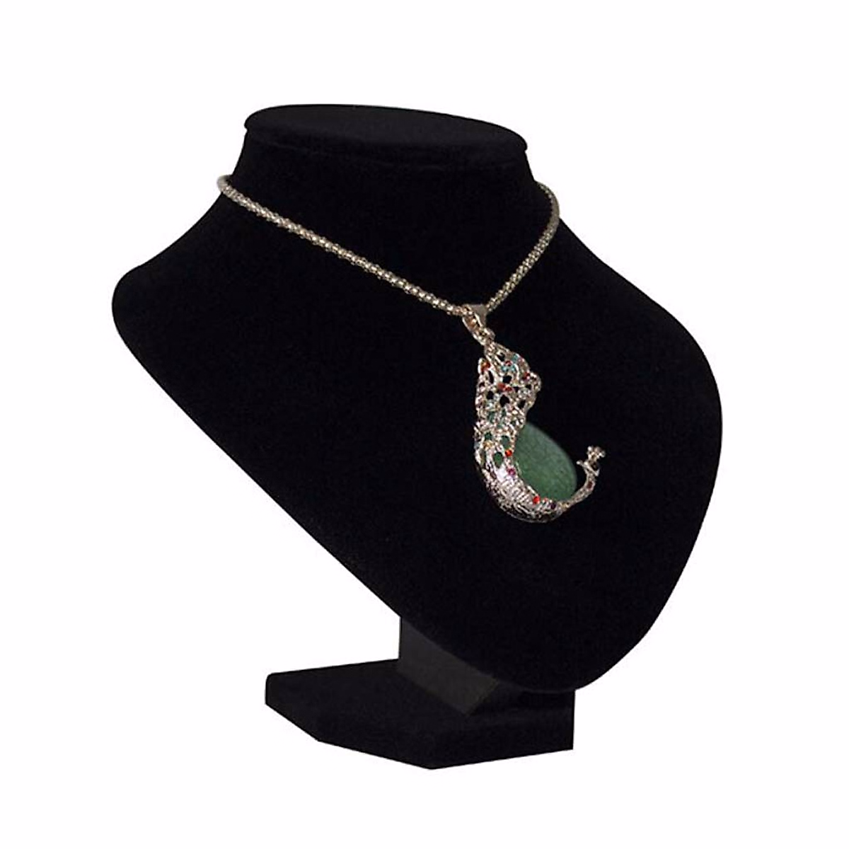 Homyl Black Velvet Wooden Necklace Display Bust Stand Mannequin - Jewelry Holder for Necklaces Chain, Choker, Pendant - 20x20x17cm