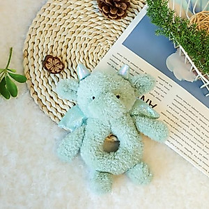 Apricot Lamb Baby Dragon Dinosaur Soft Rattle Toy, Plush Stuffed Animal for Newborn Soft Hand Grip Shaker Over 0 Months (Dragon, 6 Inches)