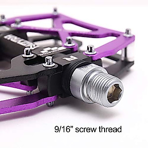 MZYRH Mountain Bike Pedals, Ultra Strong Colorful CNC Machined 9/16" Cycling Sealed 3 Bearing Pedals(Purple 3 Bearings)