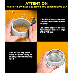 Raven R1508 Termination Cap Vent Cover Mesh Screen, Round Furnace PVC Pipe Stainless Steel Roof Vent Cap, Drain Screen 2" Inner & 2-3/8" Outer Diameter