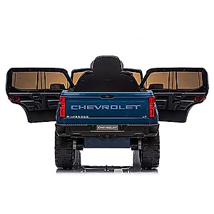 Dakott Chevy Silverado Z71 Trail Boss Monster Truck Four Powerful Motors 12V 4x4 Big Wheels Ride On Monster Truck for Kids, Large, Blue