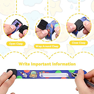 Chinco 14 Pieces Children Safety ID Wristband Reusable Identification Bracelets Waterproof ID Band Safety Wristband for Boys and Girls (Cool Style)