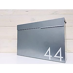 Mailbox, Black Rectangle Locking Mailbox for Wall Mounted, House Address Mailbox with Newspaper Slot, Waterproof and Rustproof, Locking Mailbox, (Silver Mailbox (White Number Pack Included), Silver)