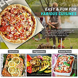 Templeton Home Pizza Oven Topper for BBQ & Grills, Includes Pizza Stone, Built In Temp Gauge, Cutter & Peel for Authentic Home Pizza Experience