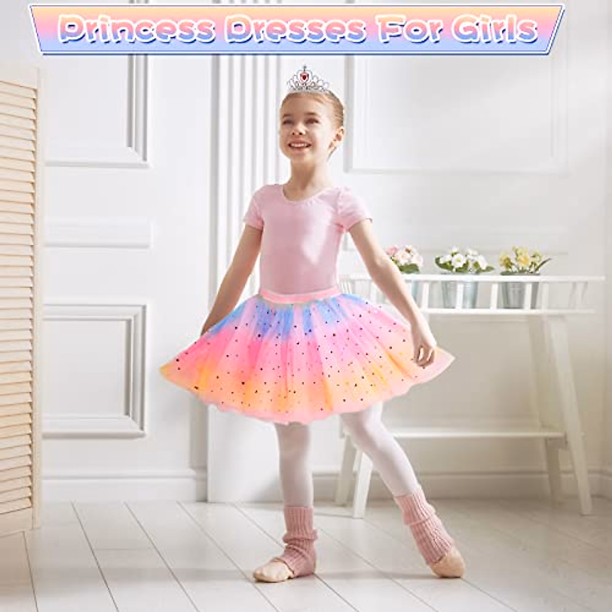 Princess Dresses for Girls,Halloween Costumes for Girls,Princess Dress Up Clothes for Little Girl,Christmas Birthday Gifts Toys for 3-6 Year Old Girls