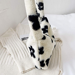Women Girls Fluffy Plush Shoulder Bag Handbag Wallet Tote Bag for Autumn Winter (A)
