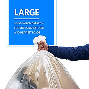 Reli. SuperValue 55 Gal Trash Bags | 50 Count | Made in USA | Clear Trash Bags Heavy Duty | 55 Gallon - 60 Gallon - 55 Gal Garbage Bag | Large Trash Bags 55-60 Gal| Clear, White