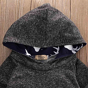oklady Fall Toddler Baby Boy Clothes Deer Long Sleeve Hoodie Tops Sweatsuit Pants Winter Outfit Set(18-24 Months)