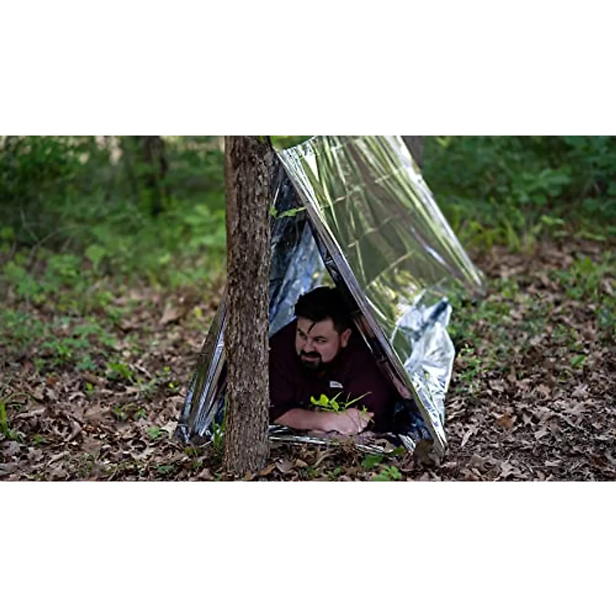 SharpSurvival Shack Emergency Survival Shelter Tent - 2 Person Mylar Tube Tent - Lightweight 8' x 5' All Weather Waterproof Shelter Conserves Heat - Reflective Tents for Camping/Hiking and more