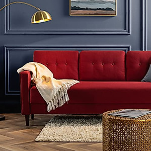 ZINUS Mikhail Sofa Couch / Ruby Red / Button Tufted Cushions / Easy, Tool-Free Assembly