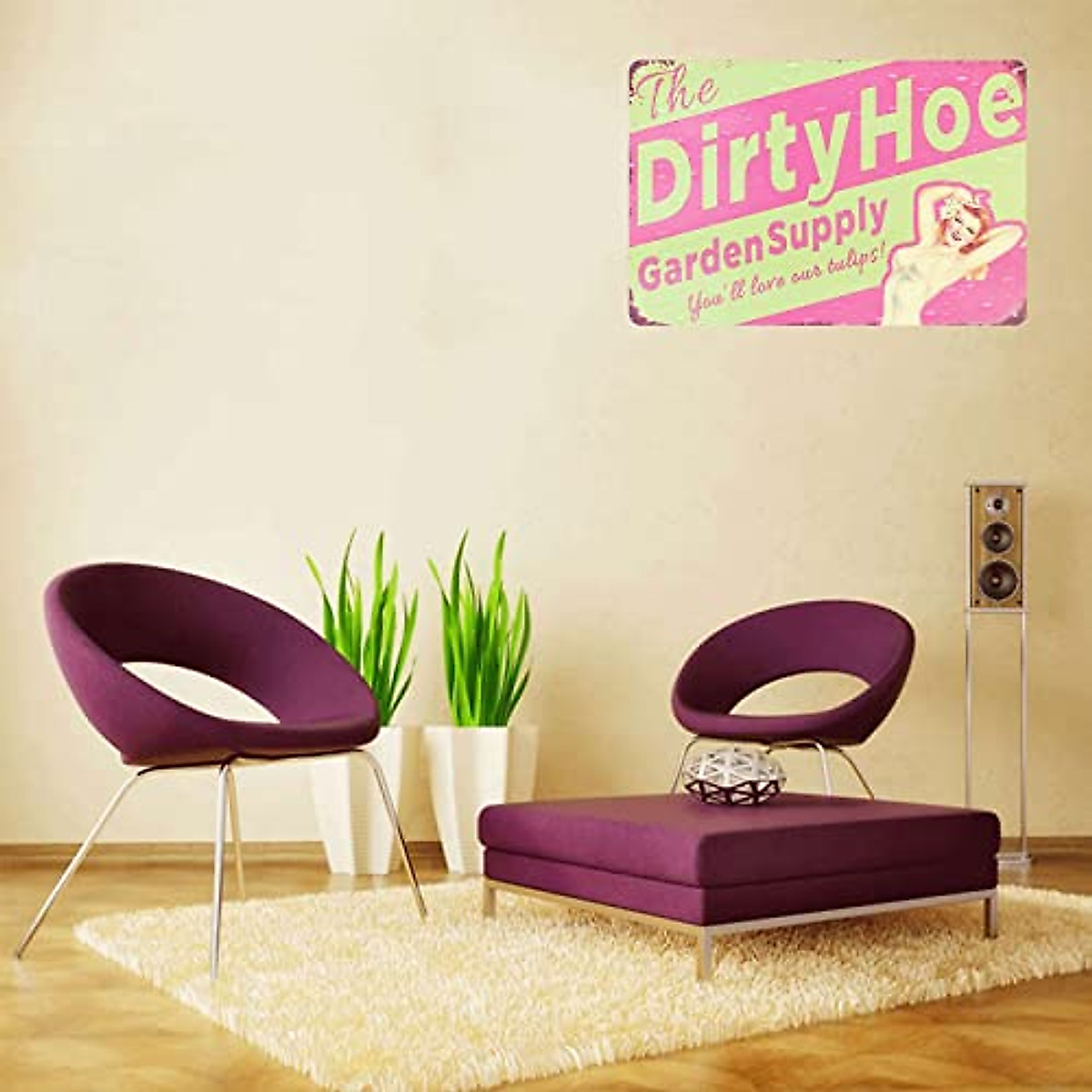 Retro The Dirty Hoe Garden Supply Metal Funny Tin Sign Vintage Aluminum for Home Bar Pub Cafe Farm Room 8X12 Inch