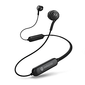 Motorola Bluetooth Sport Neckband SP110 in-Ear Wireless Headphones with Mic for Clear Phone Calls - 11 hrs. Playtime, Touch Control, IPX5 Sweat Resistant, Light Tangle-Free Design for Sports - Black