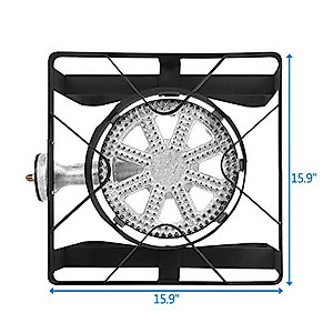 200, 000 BTU Square Heavy- Duty Single Burner Outdoor Stove Propane Gas Cooker Portable Cast Iron Patio Cooking Burner with Adjustable 0-20Psi Regulator for Home Brewing, Turkey Fry
